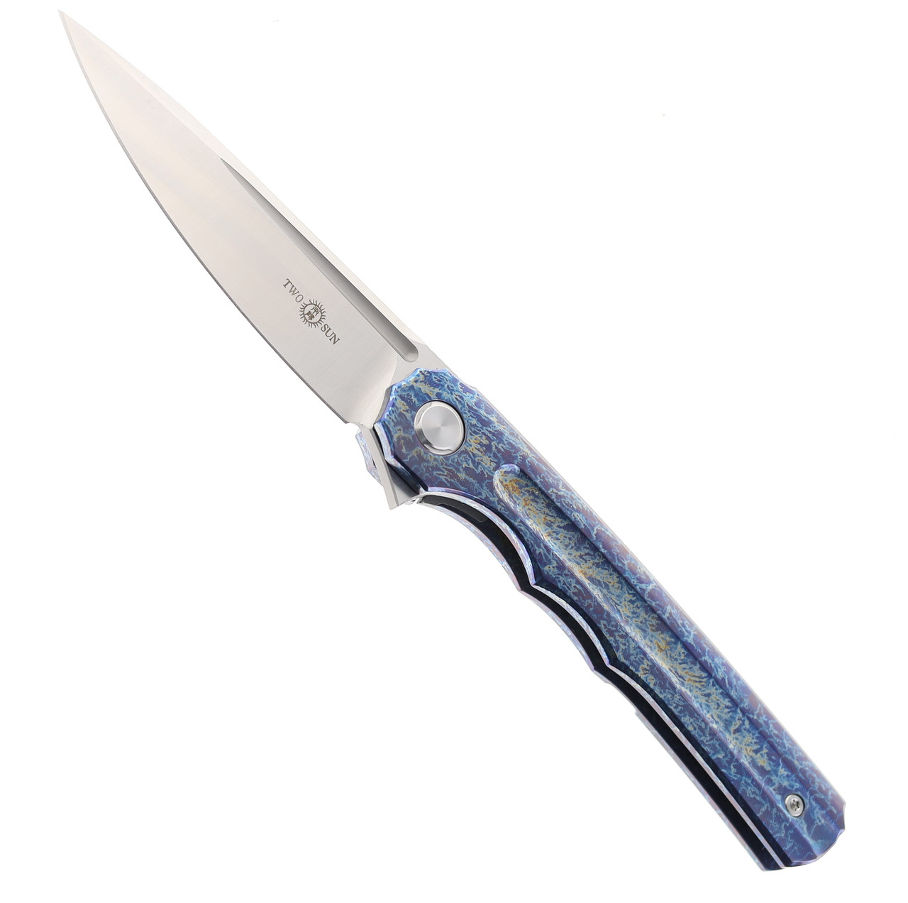 TwoSun Frame Lock Flipper Folding Knife Color Titanium Handle M390 ...