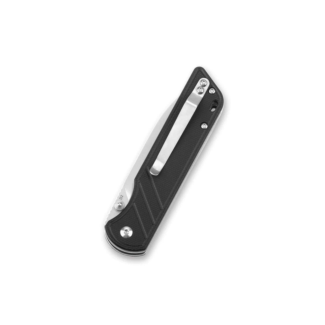 QSP Outdoor Parrot V2 Knife Black G10 Handle D2 Plain Satin Ball ...