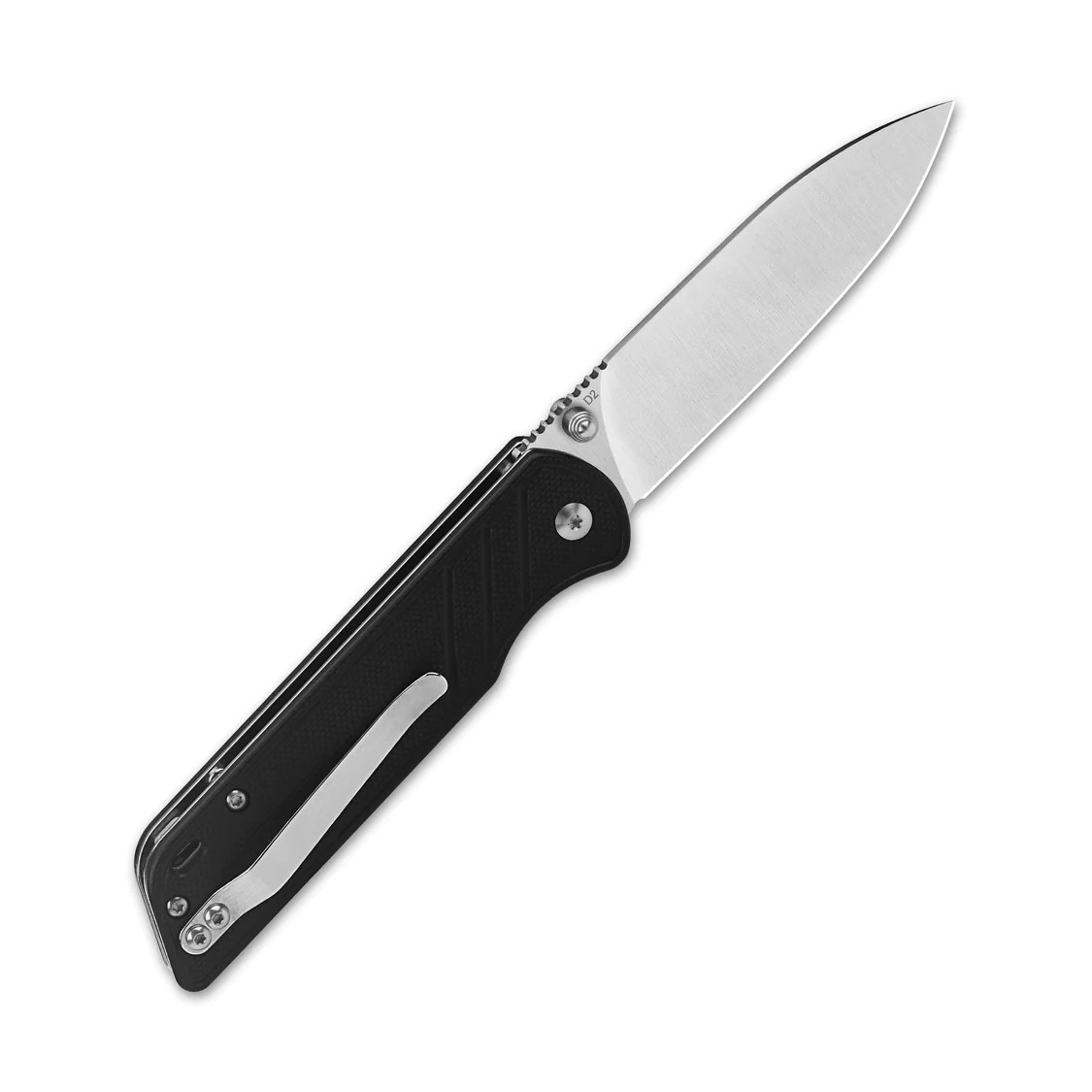 QSP Outdoor Parrot V2 Knife Black G10 Handle D2 Plain Satin Ball ...