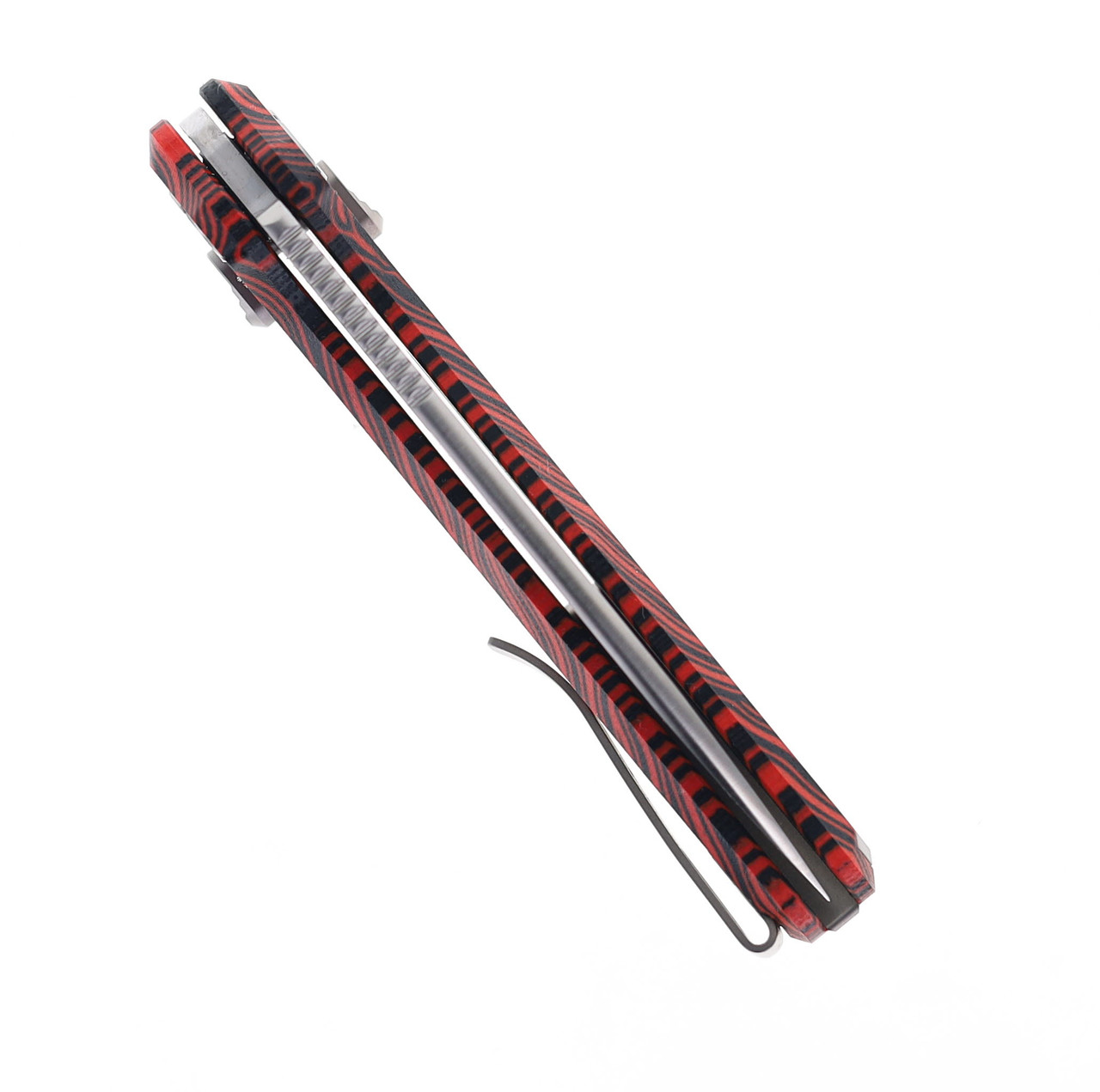 Kunwu Knives Pulsar Pocket Knife Xt Lock Red Gmascus Handle Elmax Blade