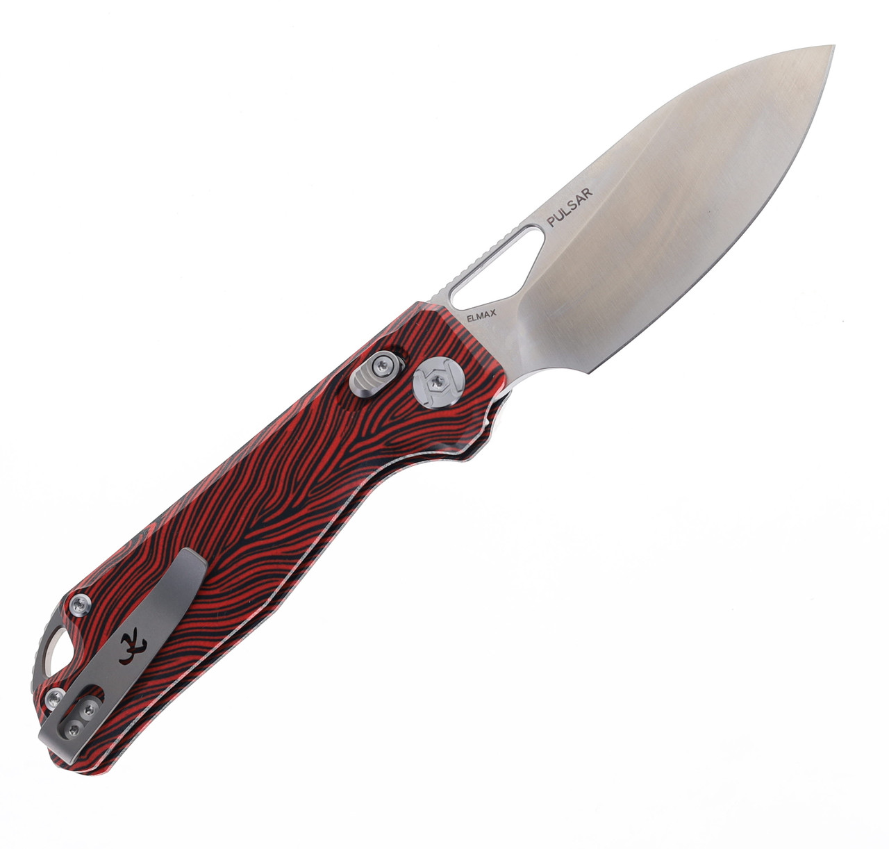 Kunwu Knives Pulsar Pocket Knife Xt Lock Red Gmascus Handle Elmax Blade