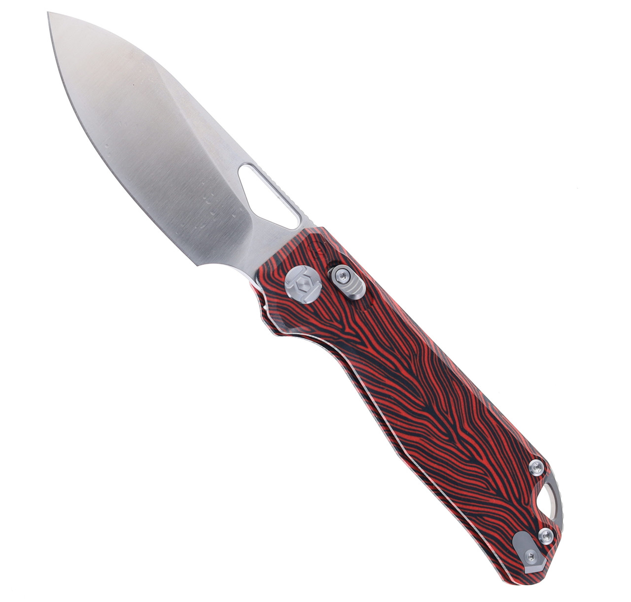 Kunwu Knives Pulsar Pocket Knife Xt Lock Red Gmascus Handle Elmax Blade