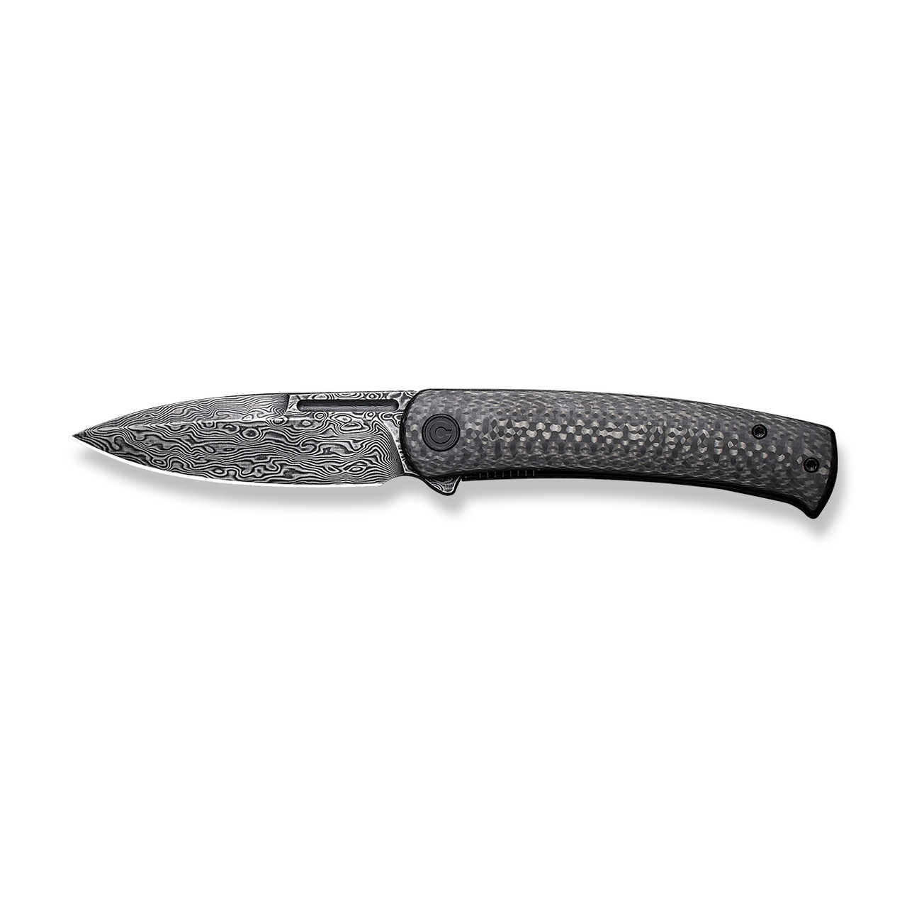Civivi Caetus Folding Knife Black Twill Carbon Fiber Handle Damascus ...