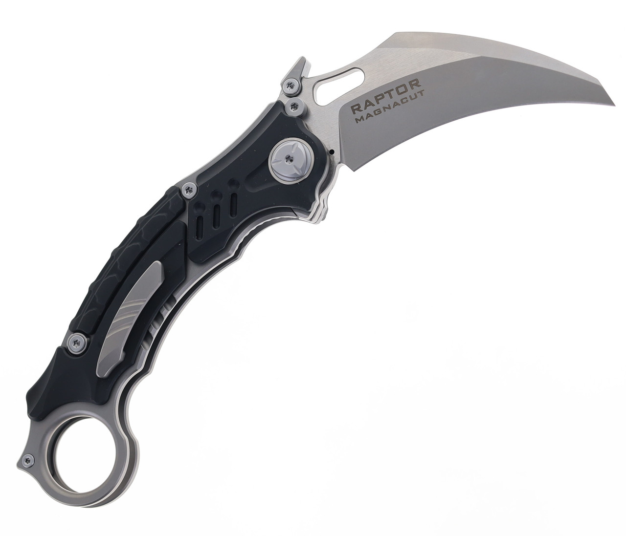 Maxace Raptor Folding Knife Dark Grey Titanium Handle Magnacut Plain ...