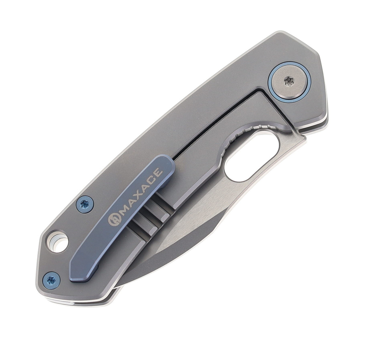 Maxace Meerkat Folding Knife Grey Titanium Handle S90V Plain Edge M13A