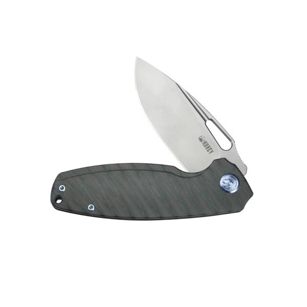 Kubey Tityus Folding Knife Tiger Stripe Titanium Handle 14c28n Steel KB360E