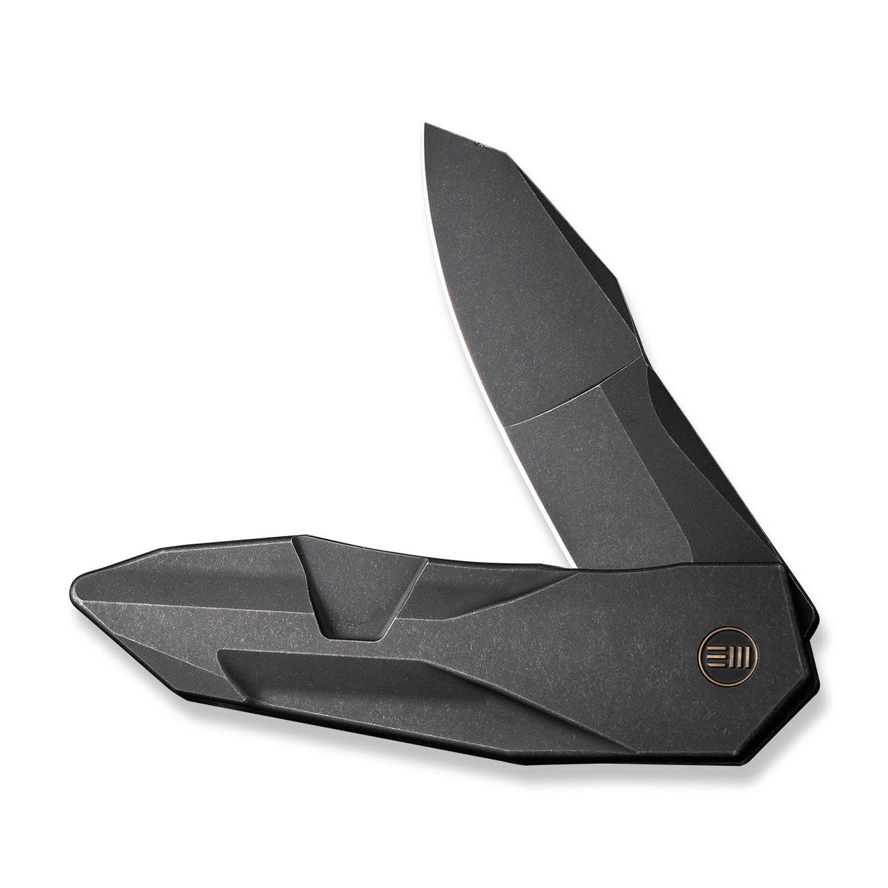 WE Solid Folding Knife Black Titanium Handle 20CV Plain Edge Black ...
