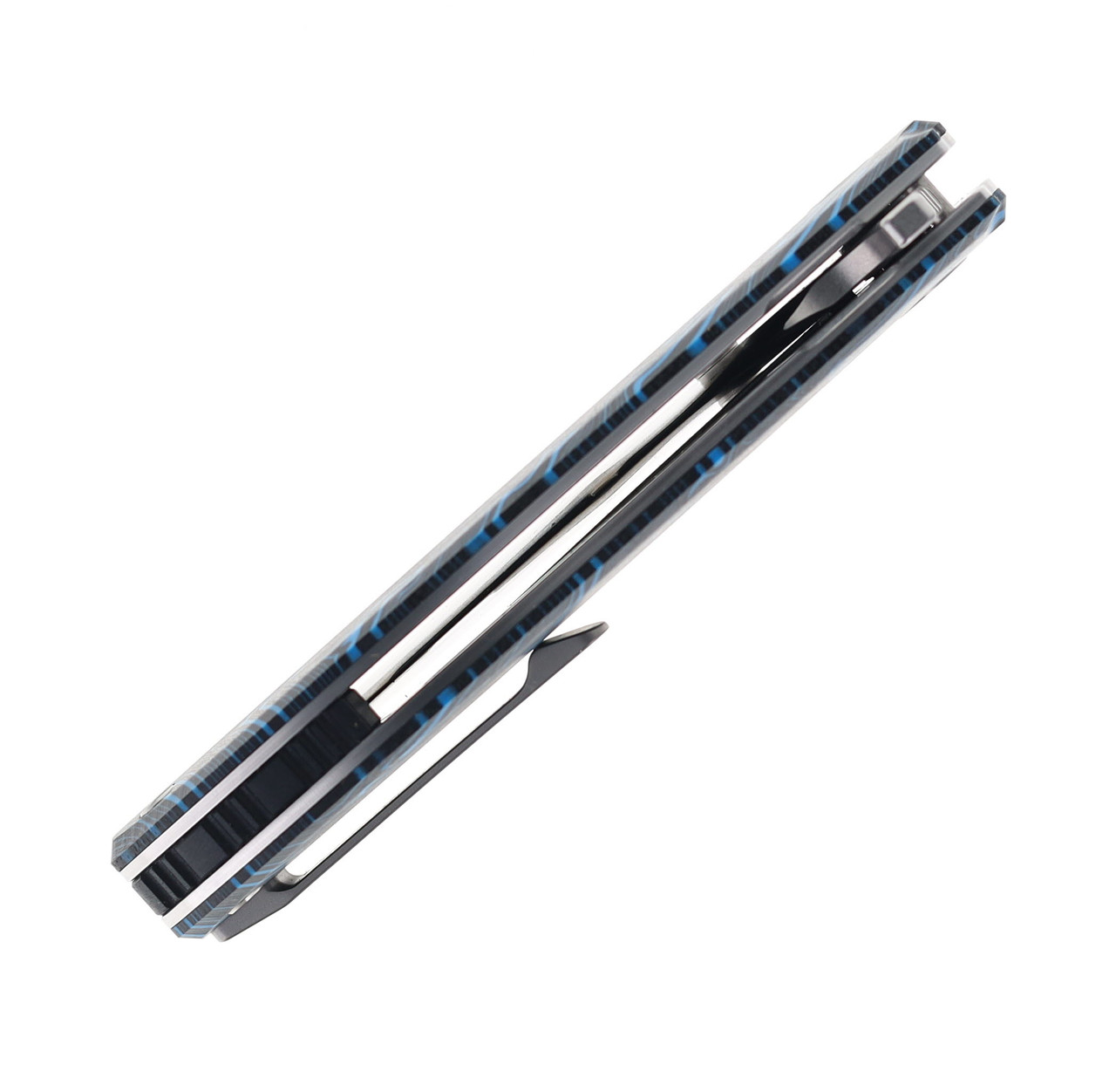 Miguron Centurion Folding Knife Blue Gmascus Handle 14C28N Plain Edge ...