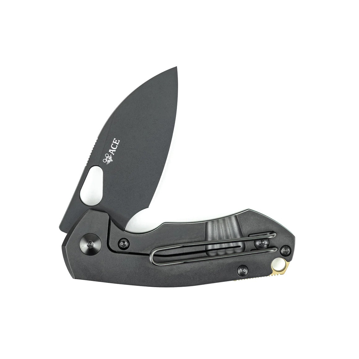 Giant Mouse Knives ACE Riv Framelock Folding Knife Black Titanium ...