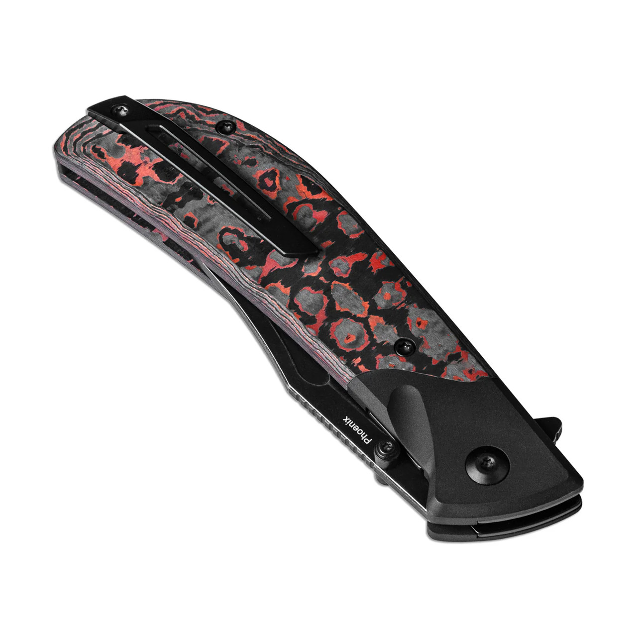 Kizer Phoenix Black Stonewashed S35VN Blade Black/Red Fatcarbon ...