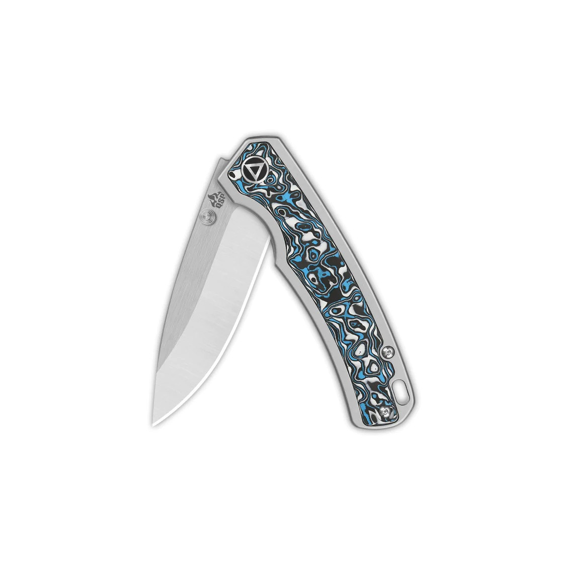 QSP Puffin Frame Lock Folding Knife Titanium/Black/White/Blue Carbon ...