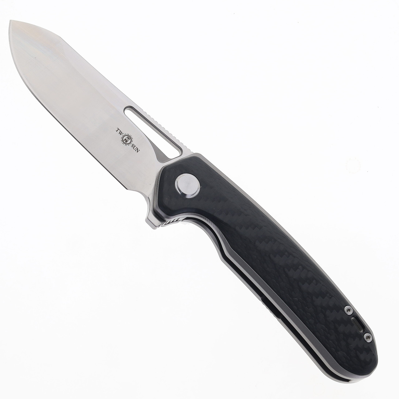 Two Sun Folding Knife Titanium/Carbon Fiber Handle M390 Plain Edge ...