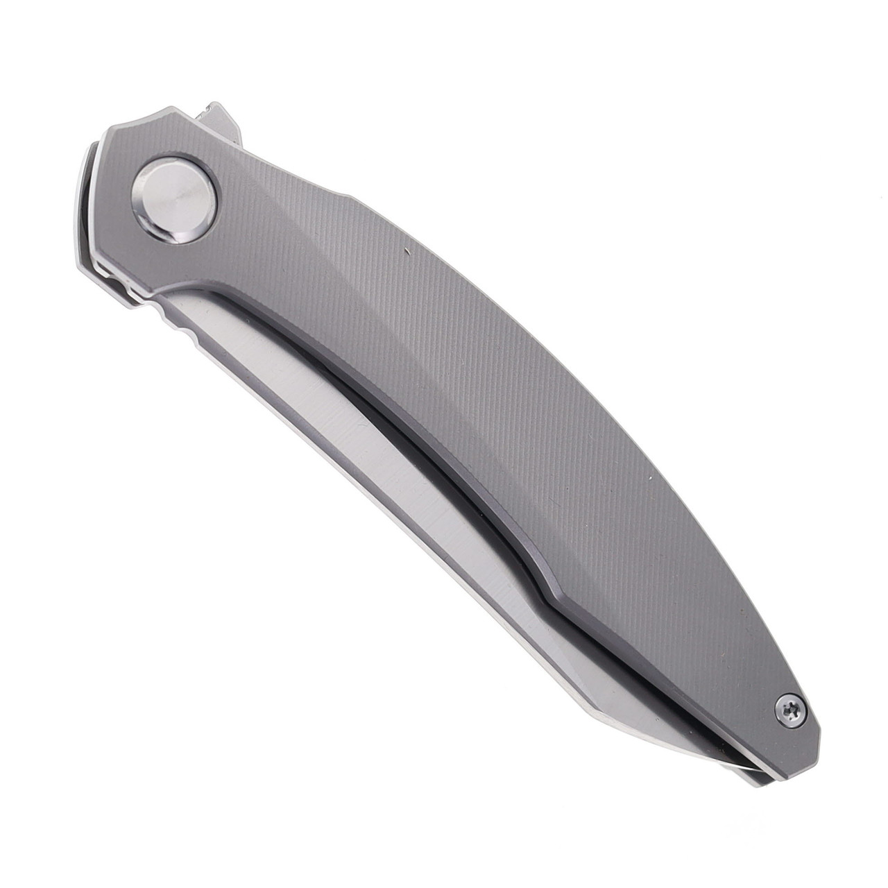 Two Sun Folding Knife Gray Titanium Handle M390 Plain Edge TS51-M390