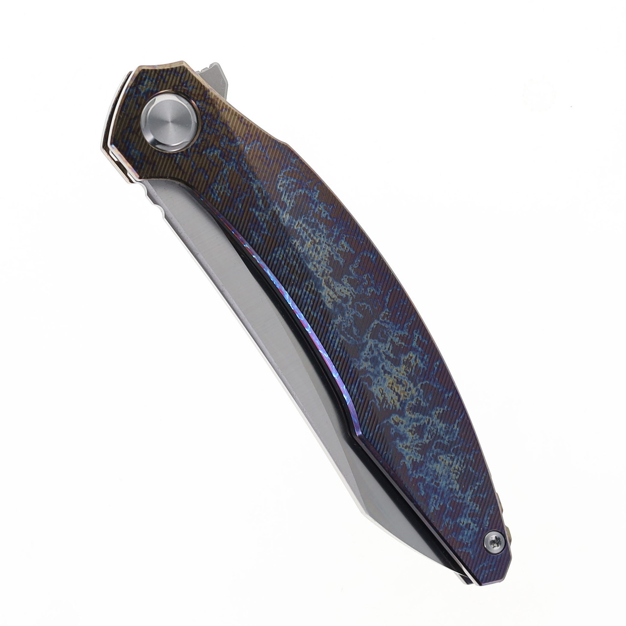 Two Sun Folding Knife Color Titanium Handle M390 Plain Edge TS51-COLOR