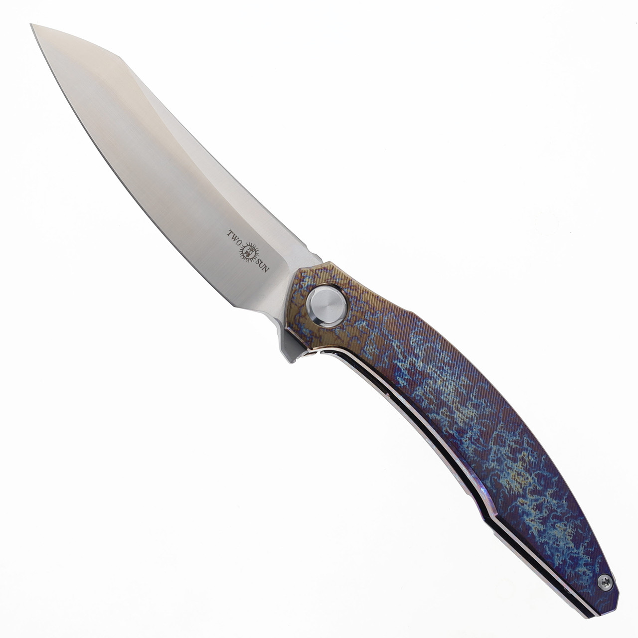 Two Sun Folding Knife Color Titanium Handle M390 Plain Edge TS51-COLOR