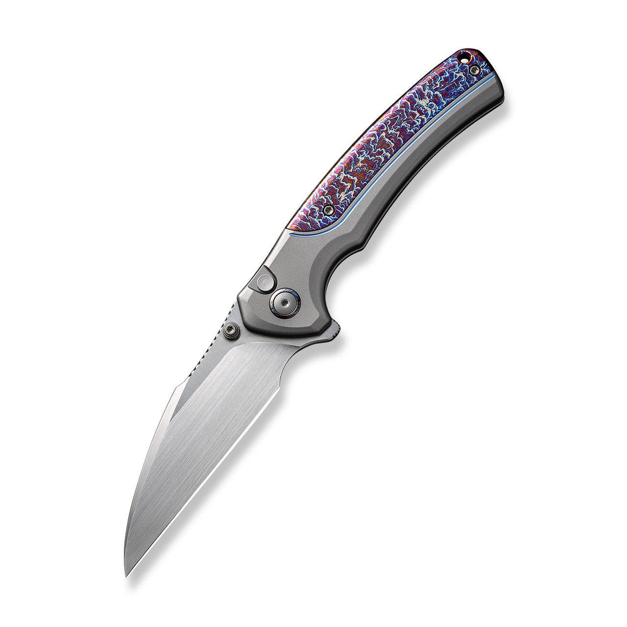 WE Ziffius Folding Knife Gray/Blue Titanium Handle 20CV Wharncliffe ...