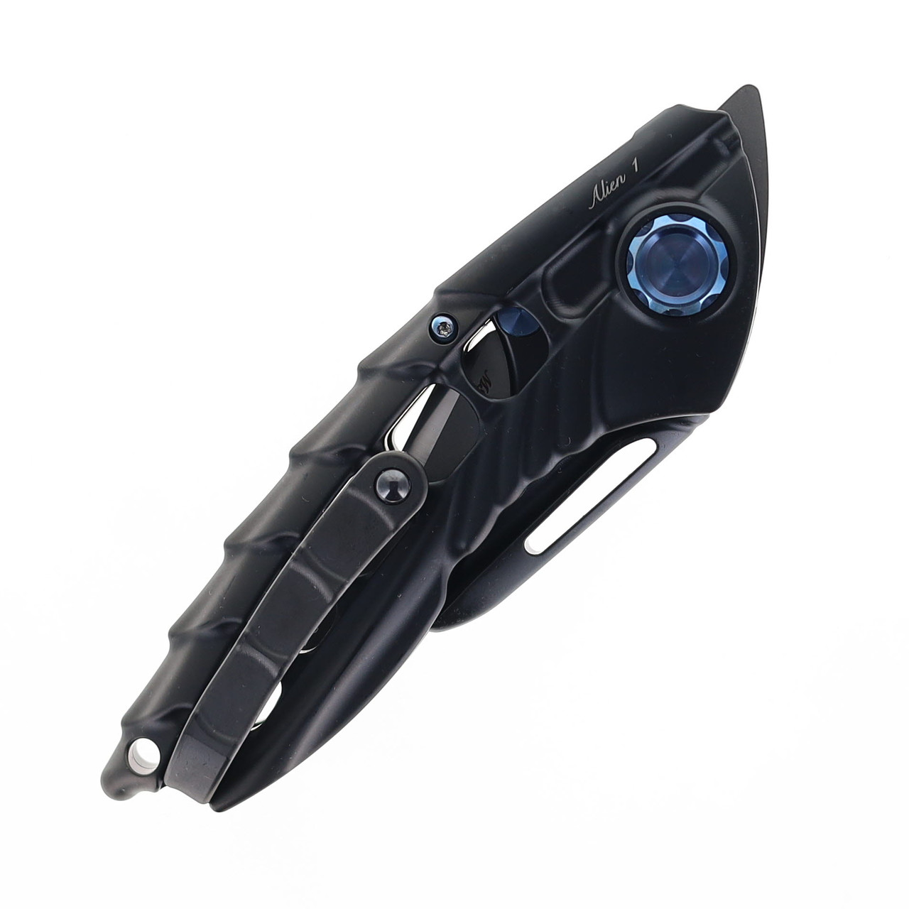 Ketuo Rike Alien 1 Folding Knife Black Titanium Handle M390 Plain Black ...