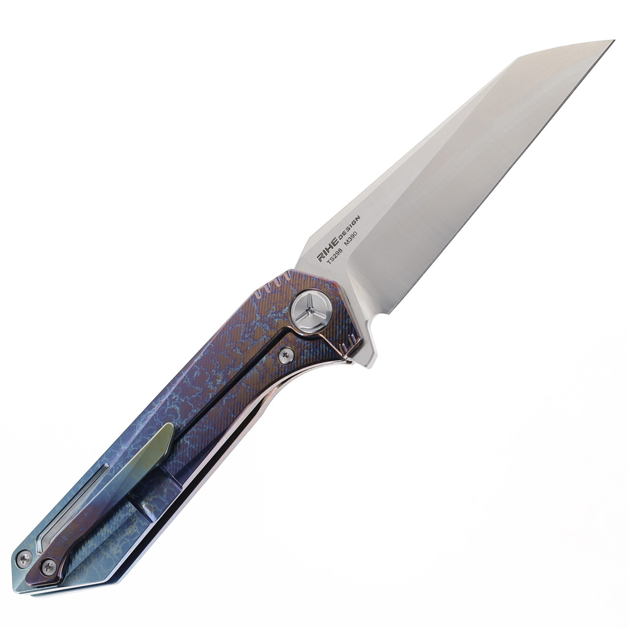 Two Sun Folding Knife Color Titanium Handle M390 Plain Edge TS298-M390 ...