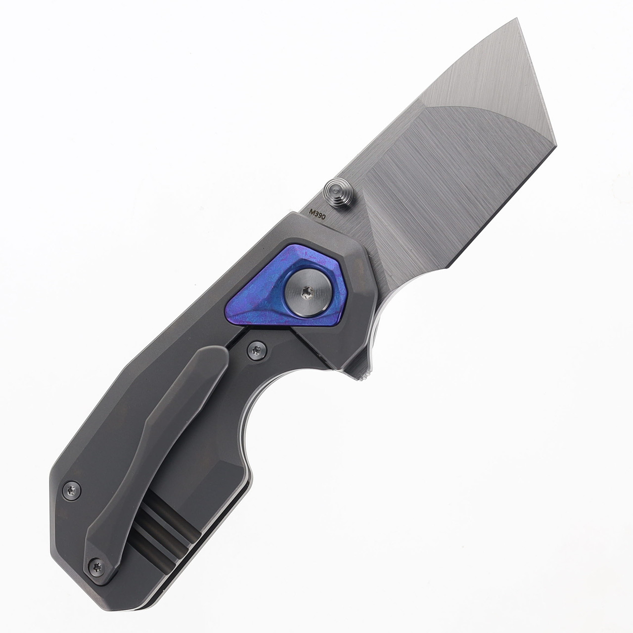 Bade Modern Designs Titan Folding Knife Titanium Handle Blue Timascus ...