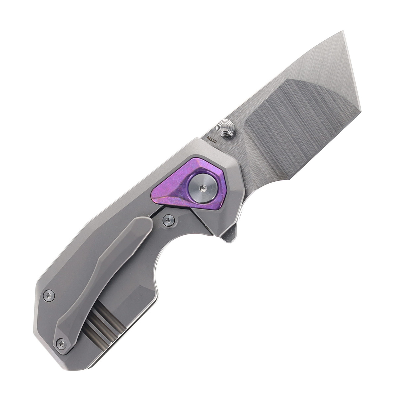 Bade Modern Designs Titan Folding Knife Titanium Handle Purple Timascus ...