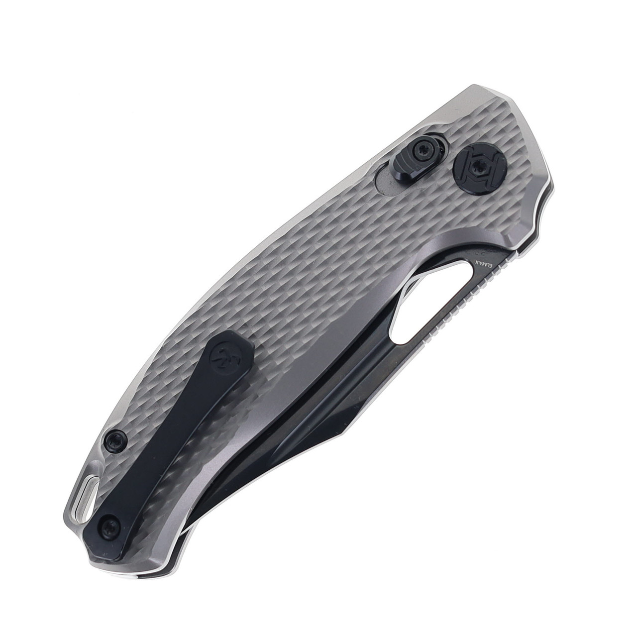 Kunwu Django Folding Knife Bead Blast Gray Titanium Handle Elmax Plain