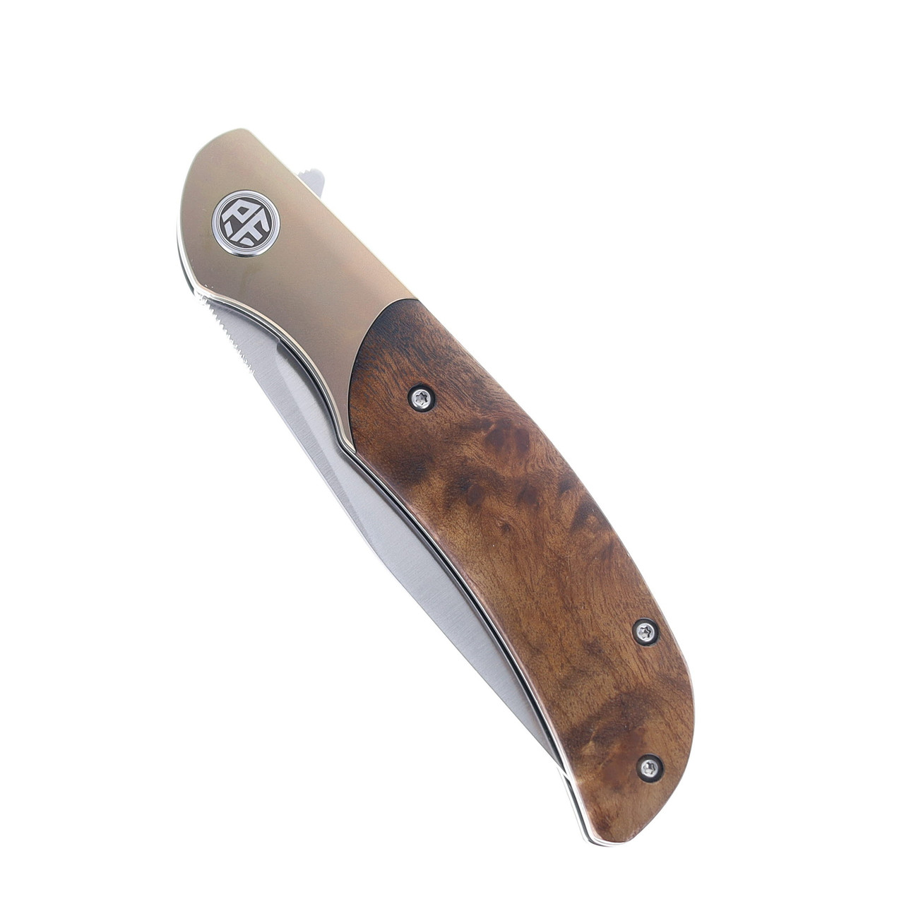 Petrified Fish Hourglass Folding Knife Gall Wood Handle K110 Plain Edge ...