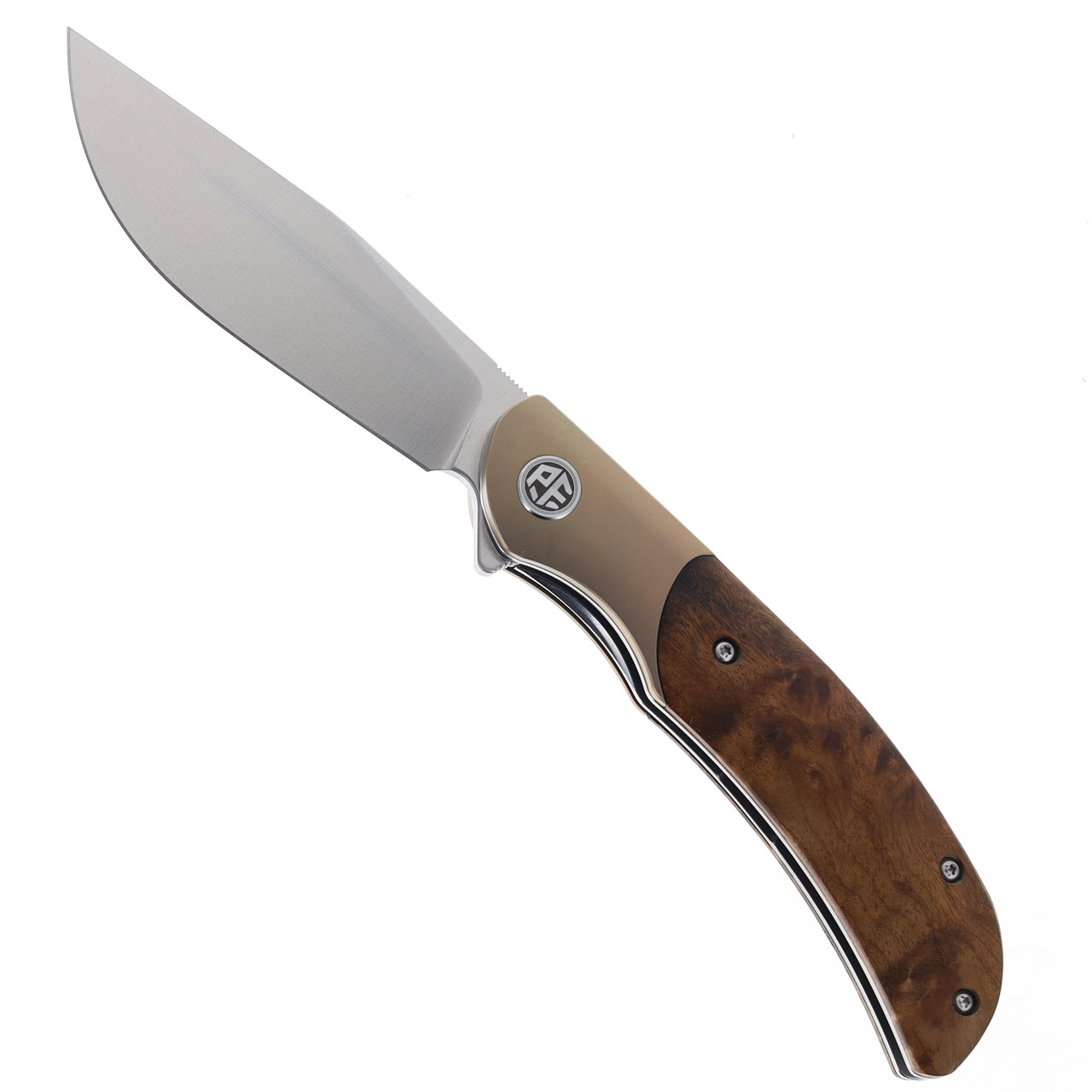 Petrified Fish Hourglass Folding Knife Gall Wood Handle K110 Plain Edge ...