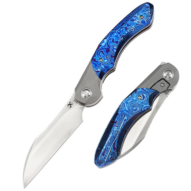 Kansept Cosmos Folding Knife Titanium/Timascus Handle 20CV Wharncliffe ...