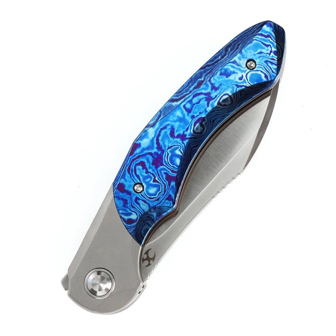 Kansept Cosmos Folding Knife Titanium/Timascus Handle 20CV Wharncliffe ...