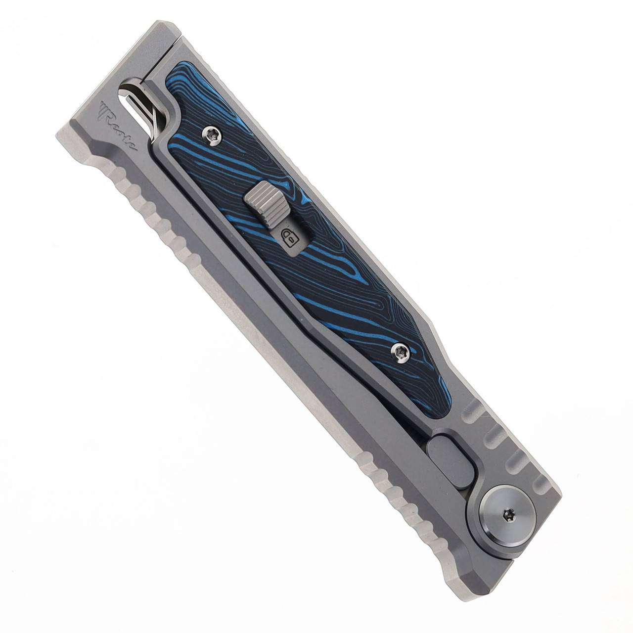 Reate EXO-M-2 w/ Lock Folding Knife Blue/Black Gmascus Inlay Handle ...