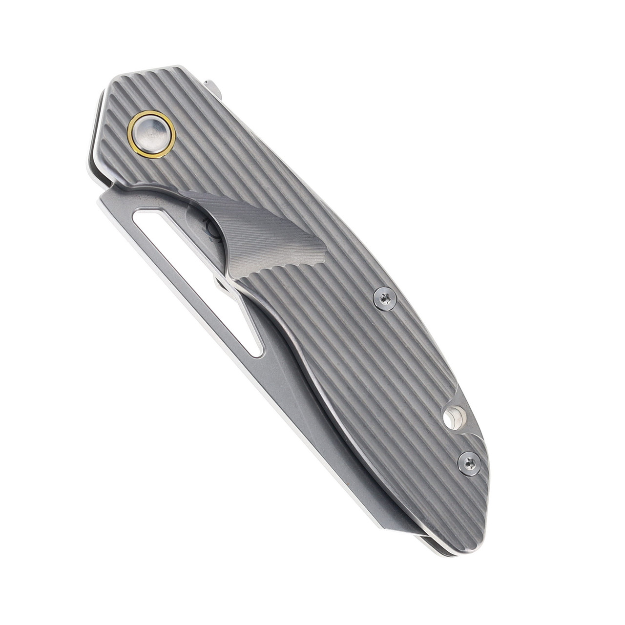 SixLeaf SL-29A Rattlesnake Designs Pocket Knife Milled Titanium Handle ...