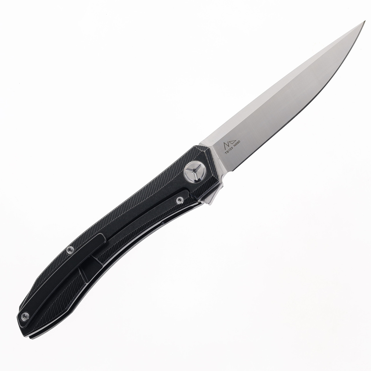 Two Sun Folding Knife Black Titanium/G10 Handle N690 Plain Edge TS103 ...