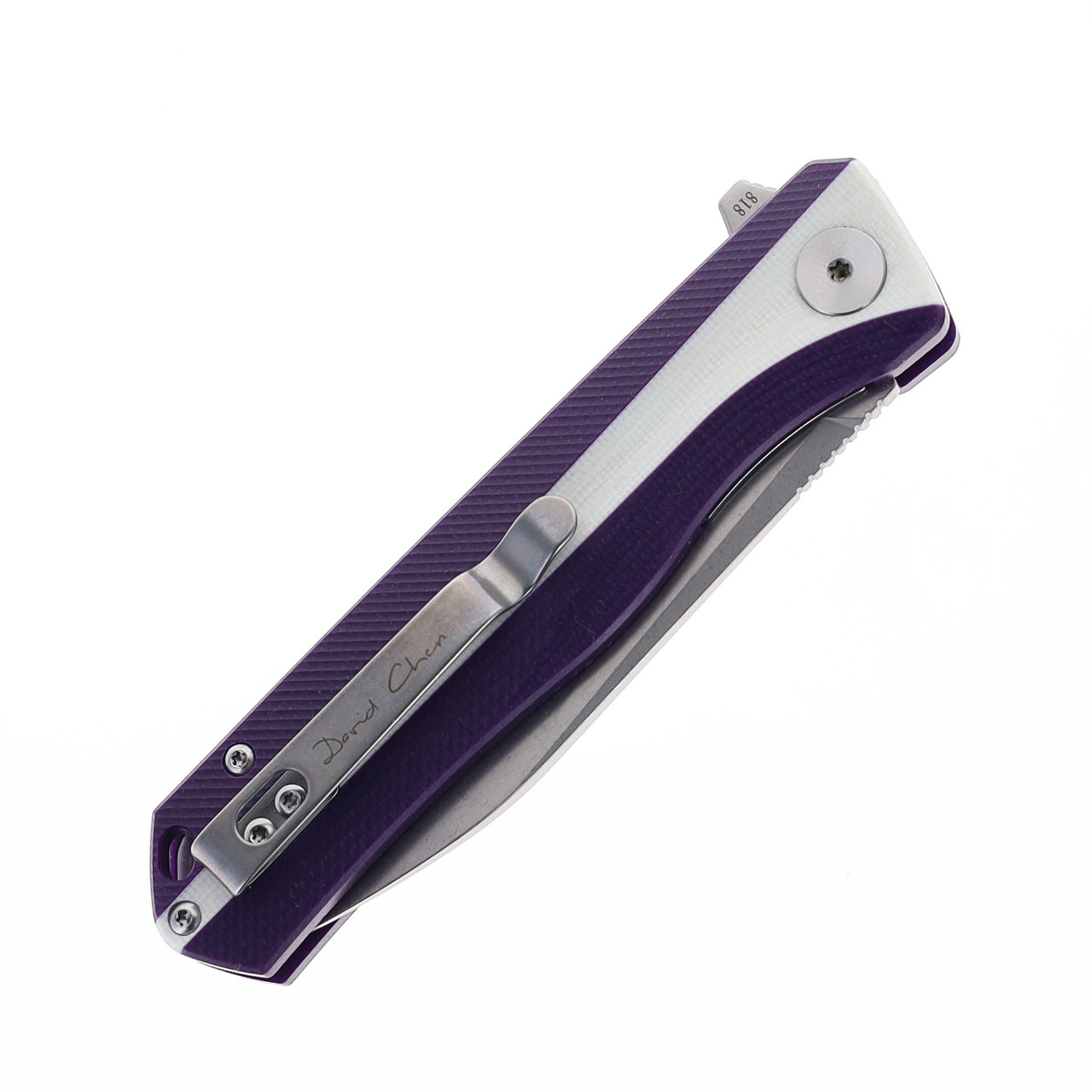 Petrified Fish Folding Knife Purple/White G10 Handle D2 Plain Edge ...