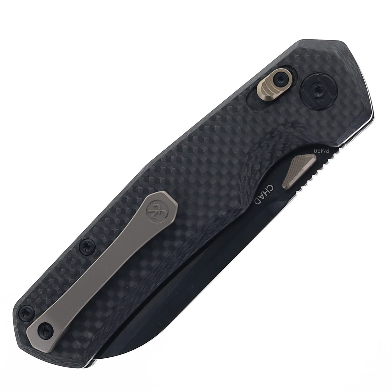 Kunwu Chad Folding Knife Black Carbon Fiber Handle Pm60 Plain Edge