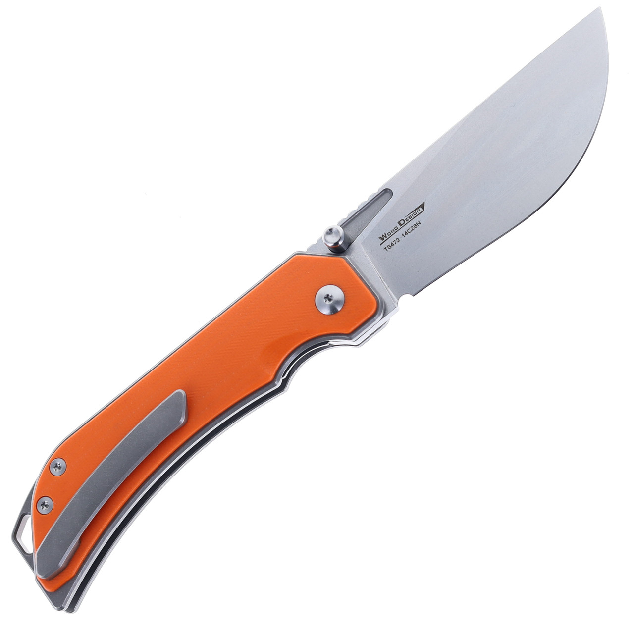 Two Sun Folding Knife Orange Titanium/G10 Handle 14C28N Plain Edge ...