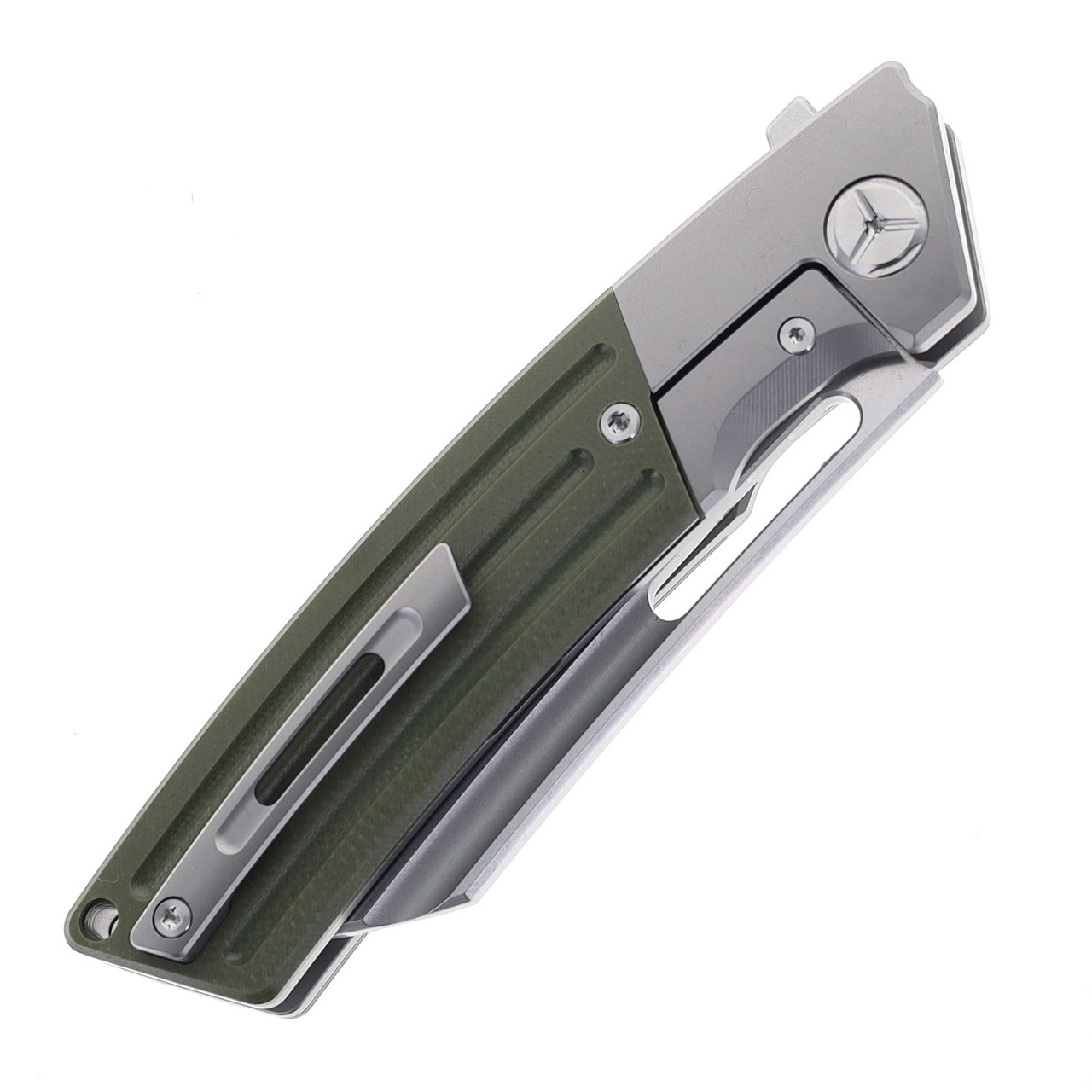 Two Sun Folding Knife Green Titanium/G10 Handle 14C28N Plain Edge TS454 ...