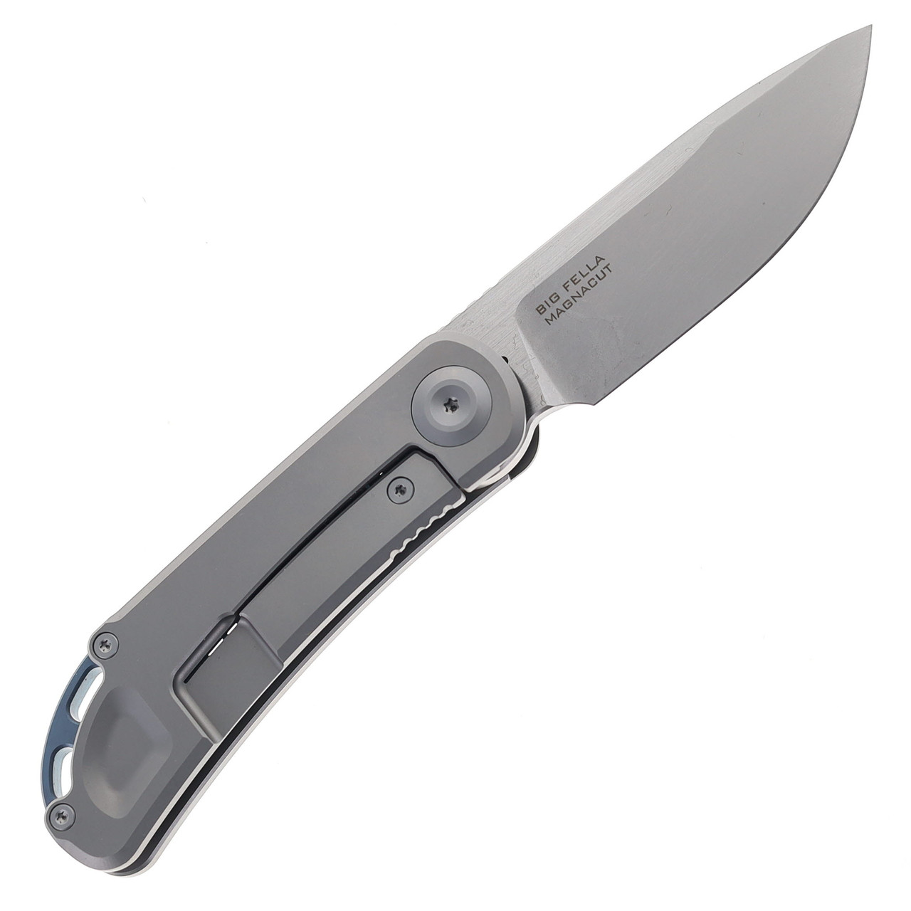 Maxace Big Fella Folding Knife Sandblast Titanium/Blue Inlay Handle ...