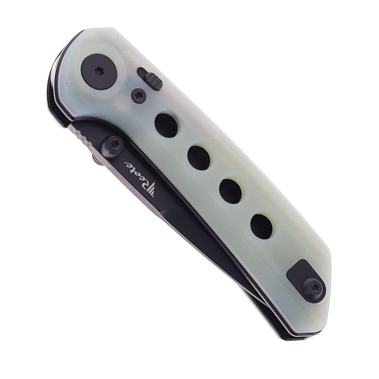 Reate Pl Xt Folding Knife Jade G10 Handle Nitro V Plain Edge Black Pvd