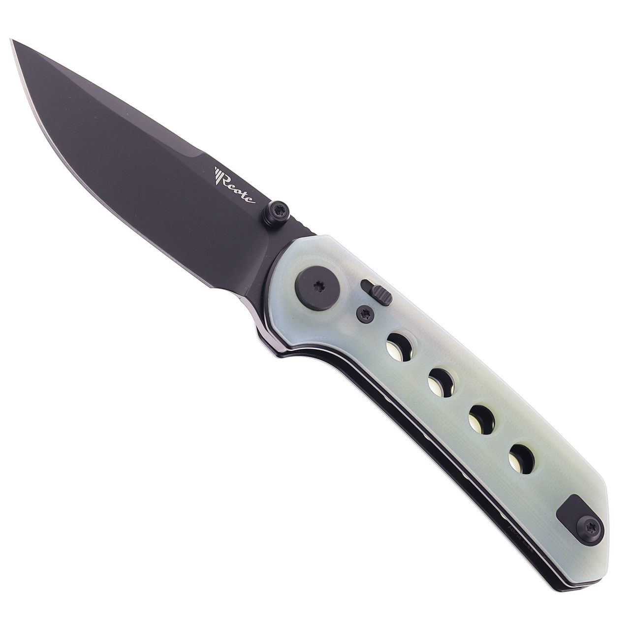 Reate Pl Xt Folding Knife Jade G10 Handle Nitro V Plain Edge Black Pvd