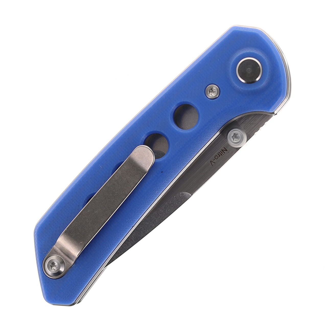 Reate Pl Xt Folding Knife Blue G10 Handle Nitro V Plain Edge Stonewash