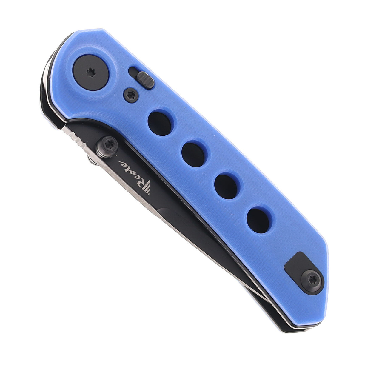 Reate Pl Xt Folding Knife Blue G10 Handle Nitro V Plain Edge Black Pvd