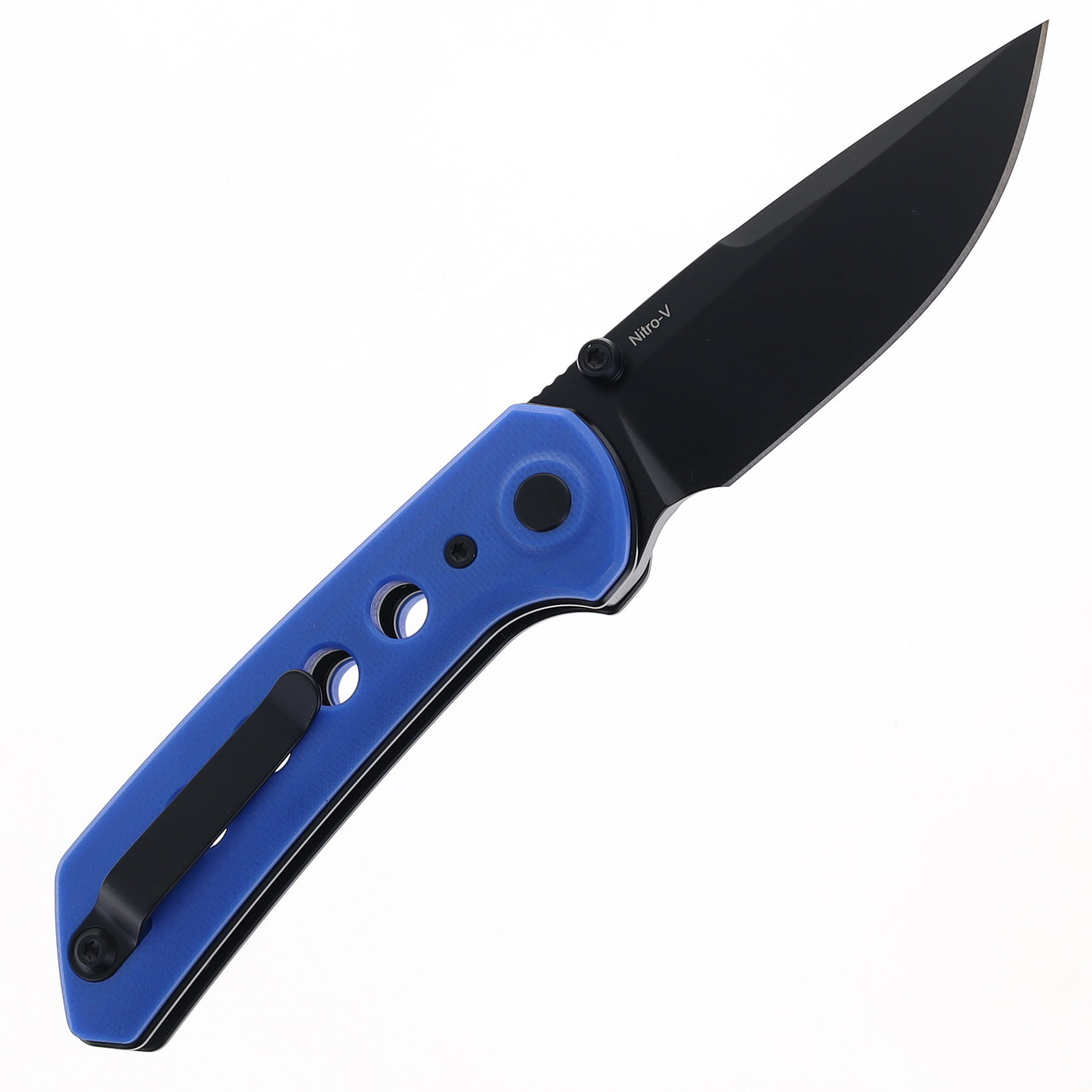 Reate Pl Xt Folding Knife Blue G10 Handle Nitro V Plain Edge Black Pvd