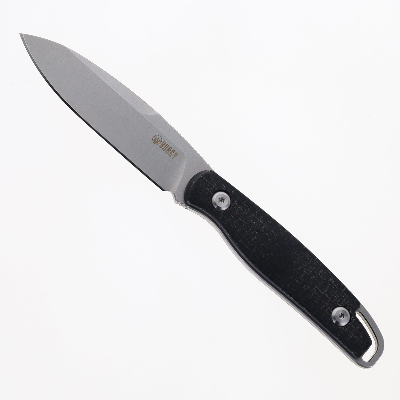 Kubey Dust Devil Fixed Blade Knife Black Coarse Micarta Handle 14C28N ...