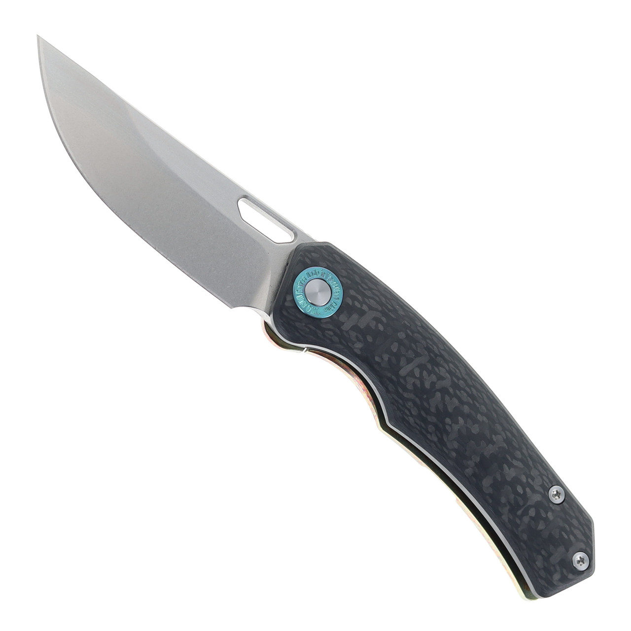 Two Sun Folding Knife Carbon Fiber/Color Titanium Handle Stonewashed ...