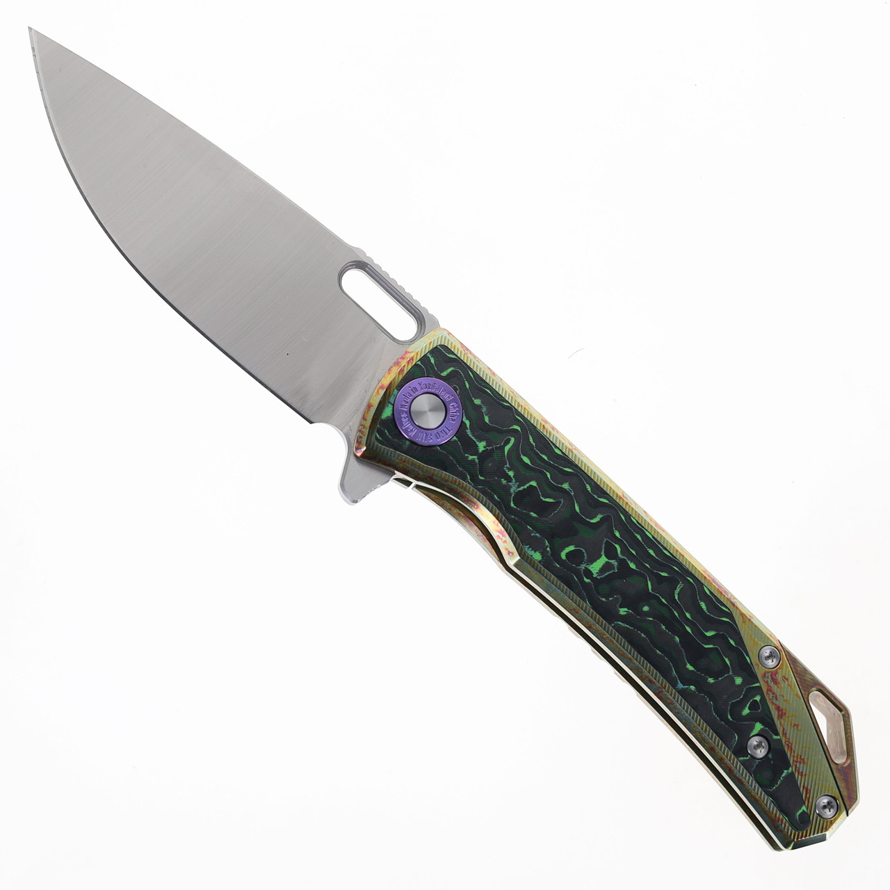 Two Sun Folding Knife Carbon Fiber/Color Titanium Handle M390 Plain ...