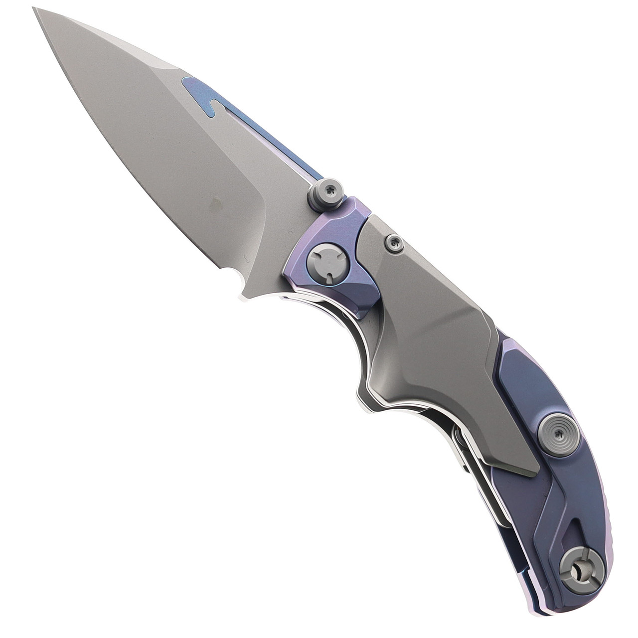 Rike Alkaid Forever Steel Folding knife Blue Titanium Handle M390 Plain ...
