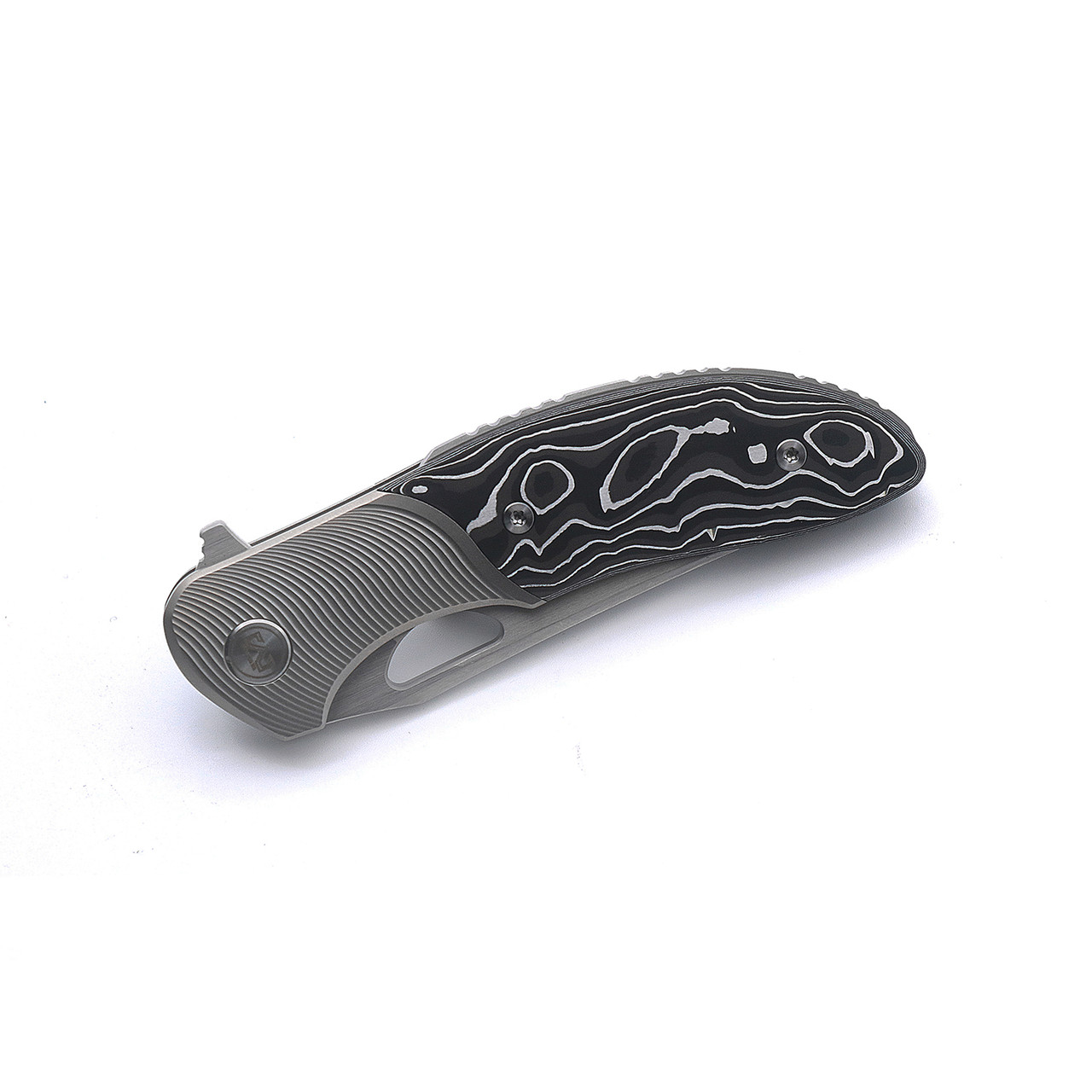 Miguron Dromos Folding Knife Titanium/Silver Carbon Fiber Handle M390 ...