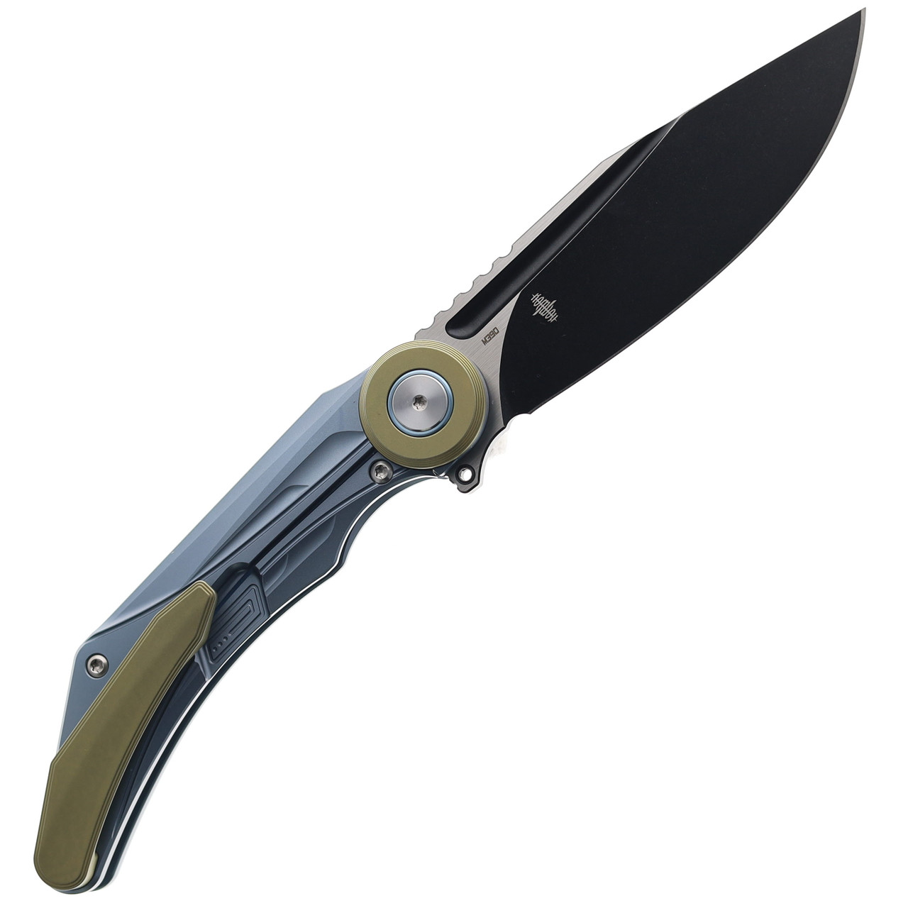 Bestech Seraph Folding Knife Blue Titanium Handle M390 Plain Edge Black ...