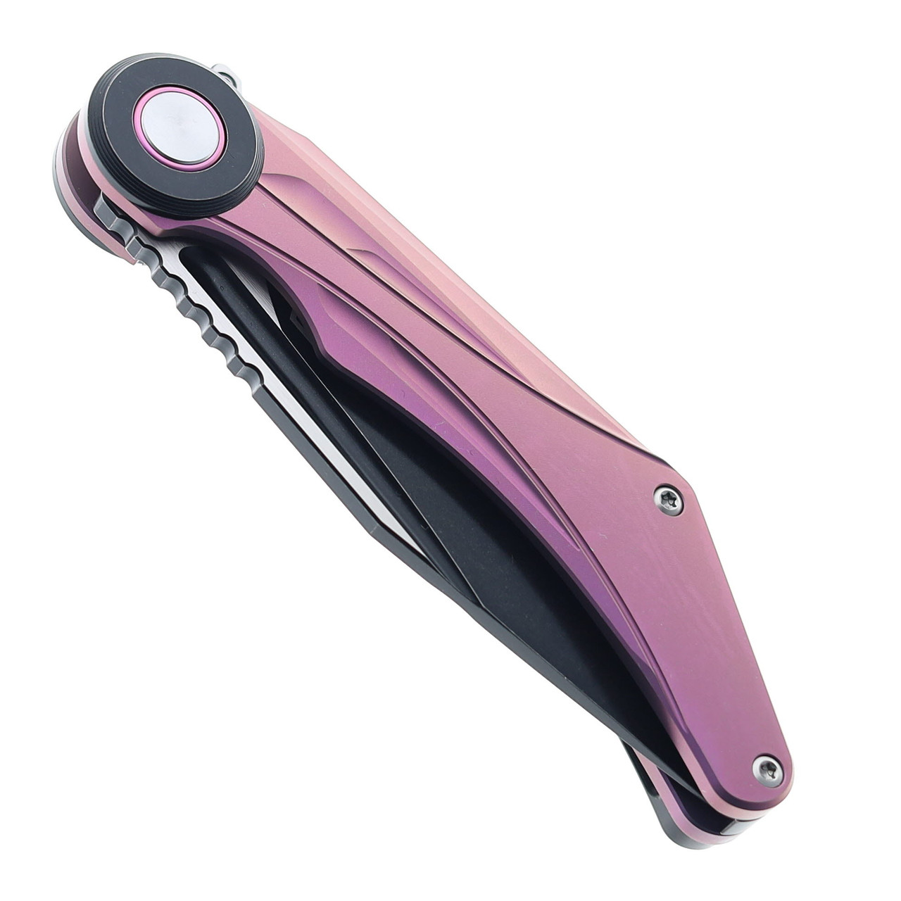 Bestech Seraph Folding Knife Purple Titanium Handle M390 Plain Edge BT2403C