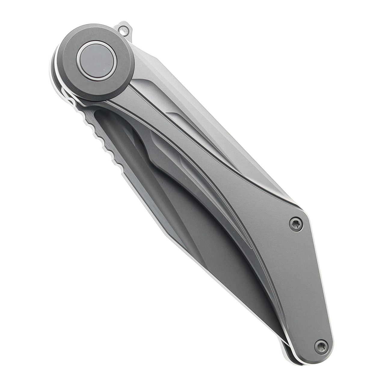 Bestech Seraph Folding Knife Grey Titanium Handle M390 Plain Edge Dark ...